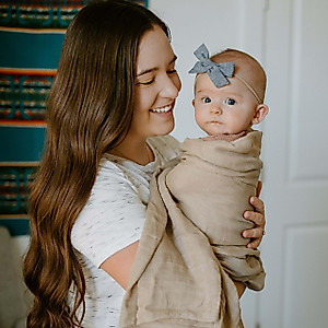 Little Unicorn – Caramel Deluxe Swaddle Set | Set of 2 | 100% Rayon Muslin from Bamboo | Super Soft | Newborns and Infants | Large 47” x 47” | Machine Washable