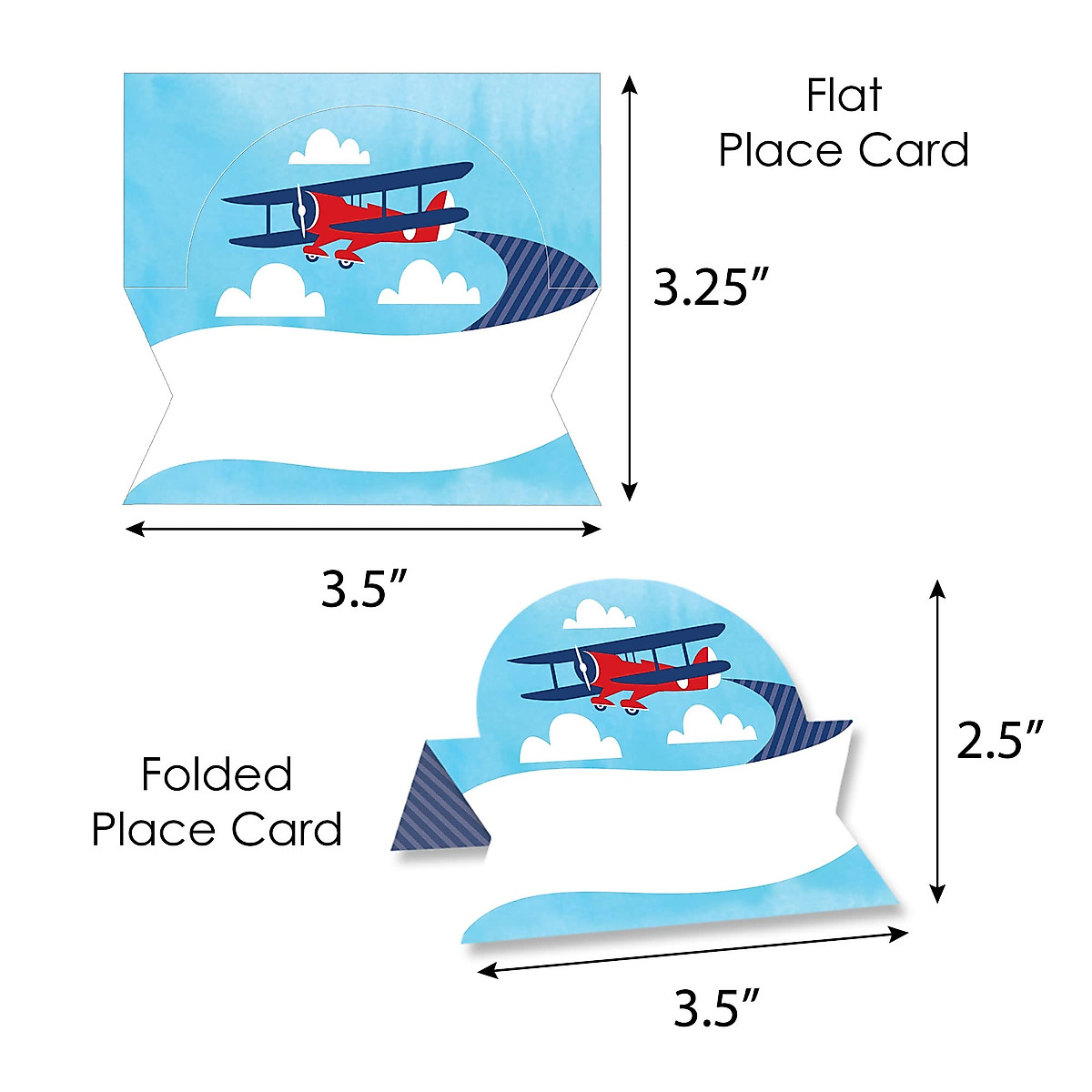 Big Dot of Happiness Taking Flight - Airplane - Vintage Plane Baby Shower or Birthday Party Tent Buffet Card - Table Setting Name Place Cards - Set of 24