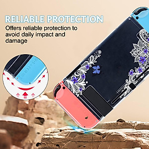 DLseego Purple Butterfly Flower Floral Switch Case 2017 Version Anti-Scratch Dockable Console Clear TPU Shell Romantic Soft Shock-Absorption Joy Con Cover For Regular Switch