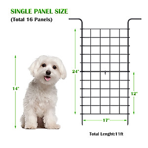 16 Pack Decorative Garden Fence Outdoor 24in x 11ft Coated Metal RustProof Landscape Wrought Iron Wire Border Folding Patio Fences Flower Bed Fencing Barrier Section Panels Decor Picket Edging