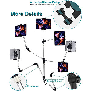 Aozcu Car or Truck Seat Rail Tablet Mount, 35" Metal Floor Seat Bolt Tablet Holder with 1/4" Adapter for Camera, Flexible Phone Stand for iPad 12.9 Air Mini, Galaxy Tabs, DSLR, 4-13'' Tablets