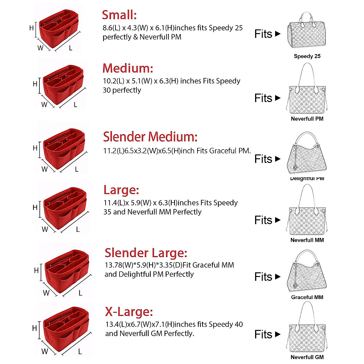 LEXSION Felt Insert Bag Organizer Bag In Bag For Handbag Purse Organizer Fits Speedy Neverful
