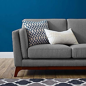 Modway Chance Mid-Century Modern Upholstered Fabric Sofa In Light Gray