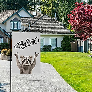 Tarity Funny Animals Raccoon Garden Flag Double Sided 12x18 Inch Yard Flag Festival Polyester Decorative Home Farmhouse Patio Outdoor Flags