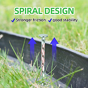 EISENSP 50 Pack Landscape Stakes with Gasket Caps - 6.3 Inch Heavy-Duty Galvanized Steel Garden Landscape Fabric Pins are Used to Fixing Weed Barrier, Artificial Lawn, Patio Rug, Etc