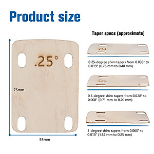 3 Pcs Guitar Neck Shims, Made of Canada Solid Maple, Protective Guitar Neck Gasket for Bolt-on Neck, 0.25°, 0.5°, and 1°Degree Guitar Plate for Guitar and Bass Repair