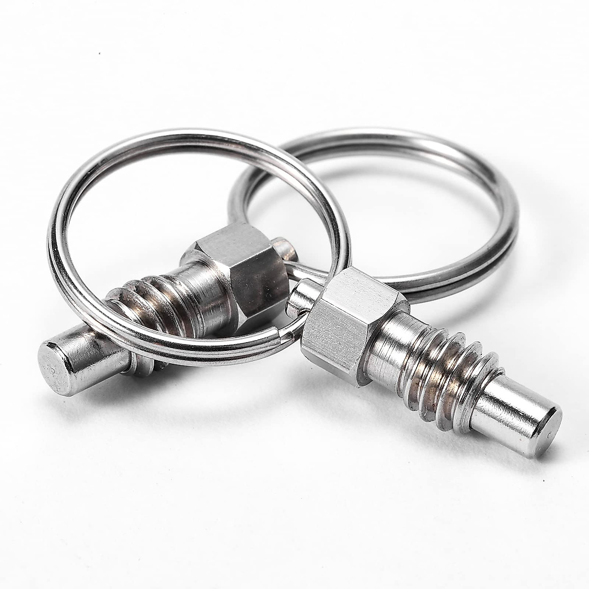 2 Packs Spring Plunger with Pull Ring, 1/4"- 20 Thread Size, 0.31" Thread Length, Stainless Steel Non-Locking Type Stubby Hand-Retractable Spring Plunger Index Plunger