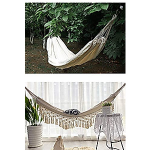 Hiplus Handmade Boho Large Brazilian Macrame Fringe 2 Person Double Deluxe Hammock Swing Net Chair for Beach, Yard, Bedroom, Patio, Porch, Indoor, Outdoor, Wedding Decor 79" Lx 59" W