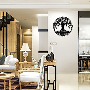 Tree of Life Personalized Metal Wall Sign | Custom Metal Name Sign | Personalized Last Name Sign | Door Hanger | Indoor Outdoor Metal Wall Decor Sign | Wedding Gift | Family Monogram Sign Made in USA