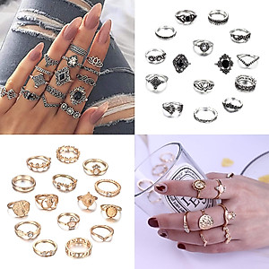 ORAZIO 85Pcs Stackable Knuckle Rings Set for Women Vintage Rings Stacking Midi Finger Rings Bohemian