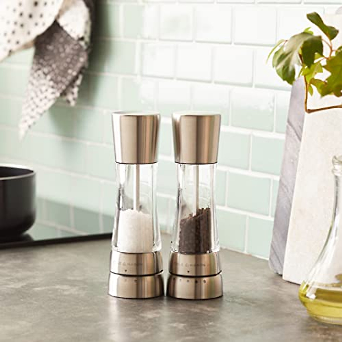 Cole & Mason H59408G Derwent Salt and Pepper Mills | Gourmet Precision+ | Stainless Steel/Acrylic | 190mm | Gift Set | Includes 2 x Salt and Pepper Grinders | Lifetime Mechanism Guarantee