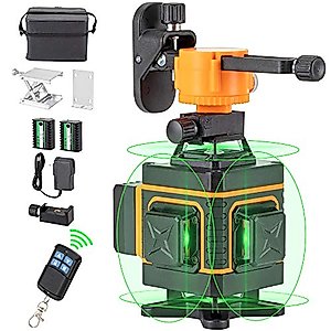 OMMO Laser Level, 16 Lines Green Self Leveling Tool, 160ft Green Beam Laser Level for Construction, Two 360° Vertical and Two 360° Horizontal Lines with Wall Bracket&Remote Controller
