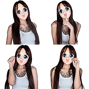 Tiydiygo Realistic Beautiful Girl Headgear Face Cover Halloween Latex Mask Party Game Dress Up Photo Novelty Costume Props (Skin Color)