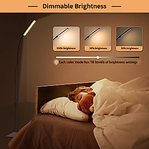 iFalarila Floor Lamp, Reading Lamps Floor Standing [120 LEDs with 3 Color Mode 3000K-6000K & 10 Brightness Setting] Dimmable Desk Light with Flexible Gooseneck for Living Room Bedroom Office