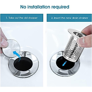 Bathroom Sink Strainer, Bathtub Lavatory Sink Drain Strainer Hair Catcher for Laundry Utility RV Sink, Stainless Steel Drain Cover. Fit Hole Size from 1.25"-1.60", Depth Than 1.97",3 Pack (1.1")