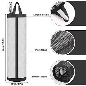 4 Pack Plastic Bag Holder, Gray Grocery Bag Holder for Plastic Bags, Mesh Hanging Storage Bag Dispenser Shopping Bag Holder Trash Bags Dispenser Grocery Bag Organizer