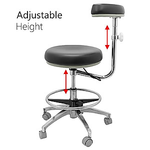 Adjustable Dental Assistant Chair Stool 17”-21‘’ Height with Adjustable Footring and Heavy Base for Dental Labs Exam Rooms