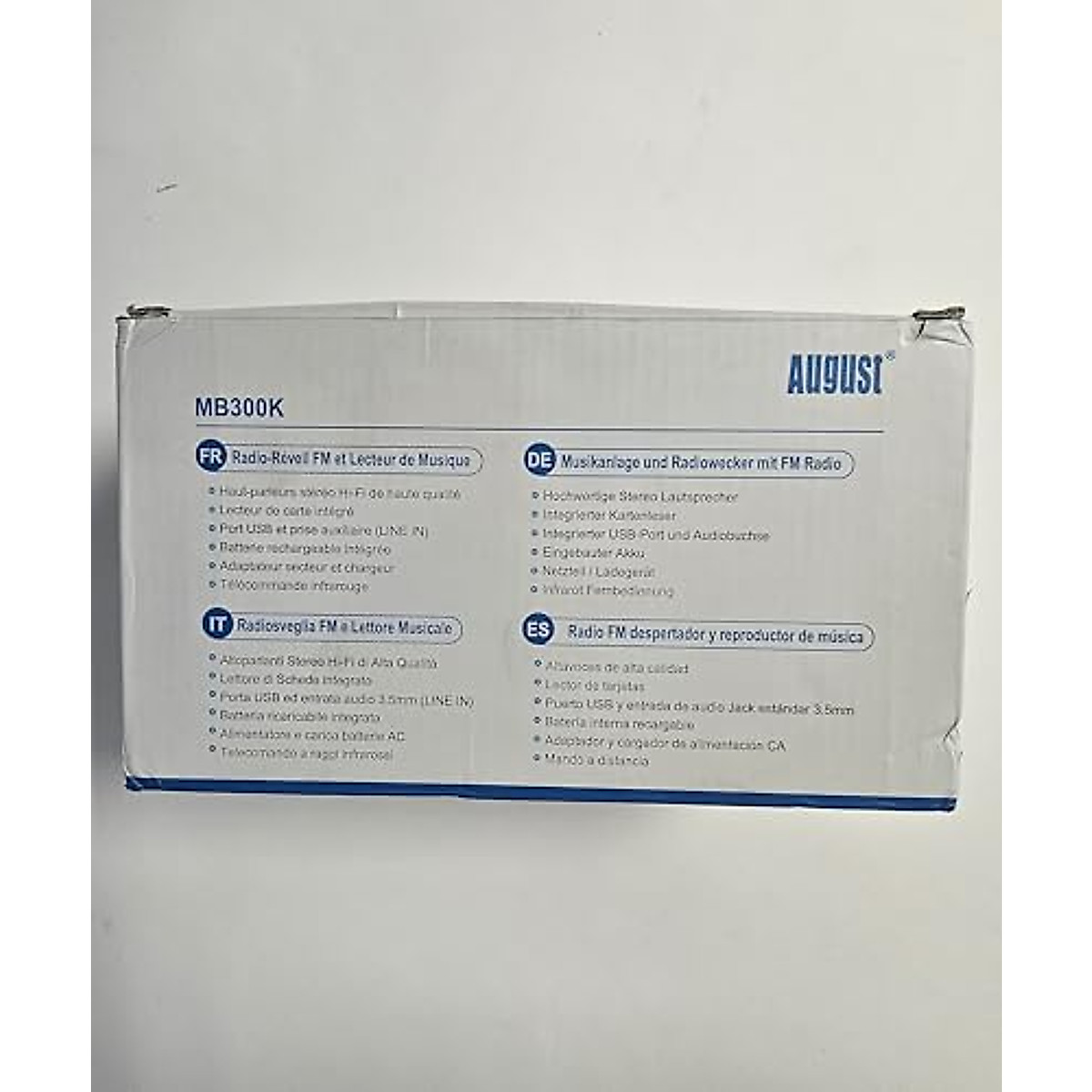 August MB300 Mini Wooden MP3 Stereo System and FM Clock Radio, with Card Reader, USB Port & AUX Jack (3.5mm Audio In), 2 x 3W Powerful Hi-Fi Speakers and Built-in Rechargeable Battery