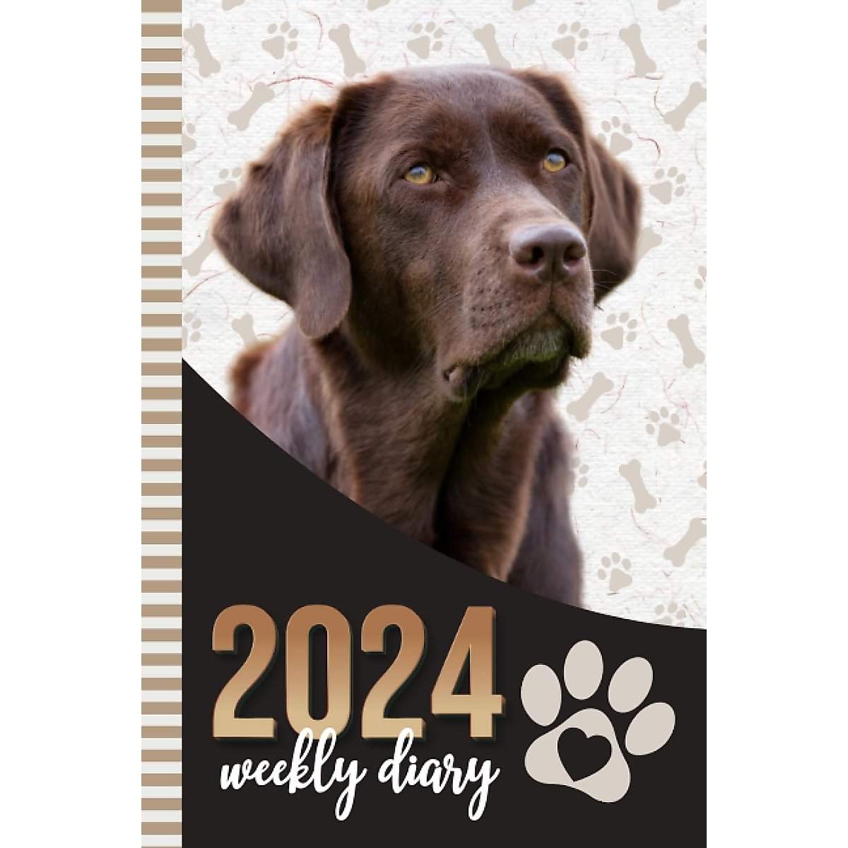 2024 Weekly Diary: 6x9 Dated Personal Organizer / Daily Scheduler With Checklist - To Do List - Note Section - Habit Tracker / Organizing Gift / ... Labrador Retriever Dog - Paw Print Art Cover