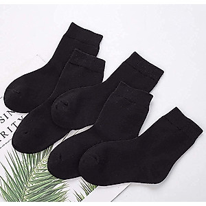 CHUNG Toddler Boys Girls 10 Pack Athletic Cotton Basic Crew Socks Autumn School Uniform Casual Sports,Plain Black,8-10Y