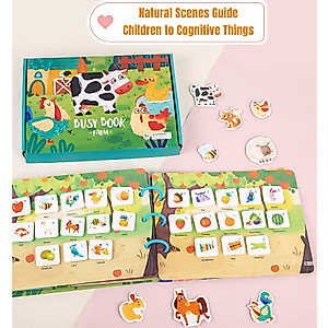 MIKNEKE DIY Quiet Book for Toddlers, Montessori Busy Book for Kids, Farm Preschool Learning Activities Learning & Education Toys
