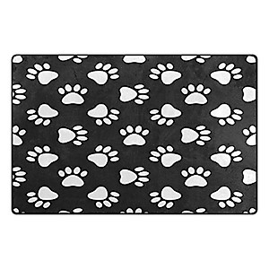 WOZO Cat Dog Paw Print Area Rug Rugs Non-Slip Floor Mat Doormats Living Dining Room Bedroom Dorm 60 x 39 inches inches Home Decor