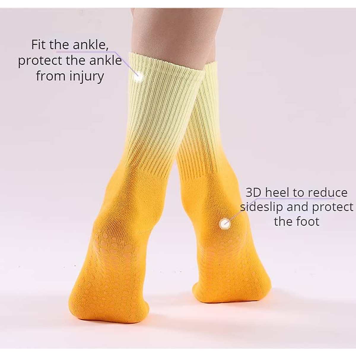 EGEN Dye Tie Yoga Socks for Women Man Novelty Print Non Skid Socks Non Slip Grip for Pilates Barre Ballet Sport 2 pairs (Purple)