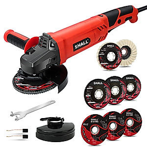 SHALL Angle Grinder Tool 7.5Amp 4-1/2 Inch, 6-Variable-Speed Grinders Power Tools, Electric Metal Grinder 12000 RPM w/ 2 Safety Guards, Cutting Wheels, Flap Discs, Non-Slip Handle for Metal/Wood