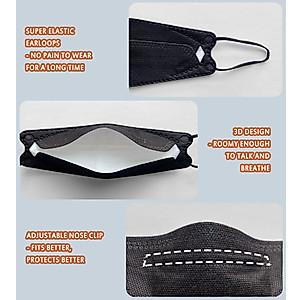 MGEIIRD KN95 Face Masks for Adults 50 Pcs, Individually Wrapped, 5-Ply Black Disposable Face Mask Against PM 2.5 Smoke & Dust, Filtration Efficiency 95%