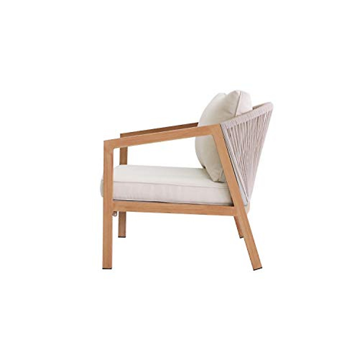 Quality Outdoor Living 65-YZ04OH Oak Hill 4-Piece Outdoor Deep Seating Conversation Set, Medium, Faux Wood + Rope