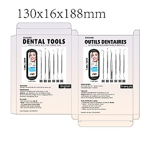 Antonki 6 Pack Teeth Cleaning Dental Tools, Plaque Remover Dental Hygiene Kit, Stainless Steel Professional Tooth Tartar Scraper for Home Use - with Case