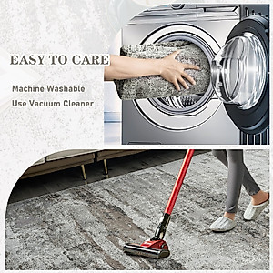 OMERAI Washable Rug 8'x10' Abstract Machine Washable Rugs Ultra-Thin Area Rugs for Living Room Non Slip Stain Resistant Modern Large Carpet for Bedroom Dining Room Office Brown Rug Washable,(Brown)