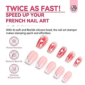 Saviland French Tip Nail Stamp - 4PCS Nail Art Stamper Kit Clear Silicone Nail Stamping Long & Short Jelly Stamper for Nails with Scrapers Nail Stamper Kit for French Manicure Home DIY Nail Art Salon