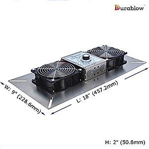 Durablow 220 CFM Air-Out Stainless Steel Crawl Space Vent Fan, Dual Fans with Dehumidistat & Thermostat, Foundation Vent, Radon Mitigation, for Crawl Space, Basement (Stainless Steel 430, M2D-S430)