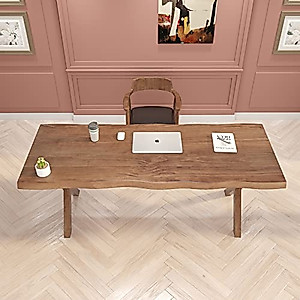 jinhuajinwei Solid Wood Long Desk for Home Ofiice Modern 55 inch Wide Computer Thick Sturdy Wooden Table
