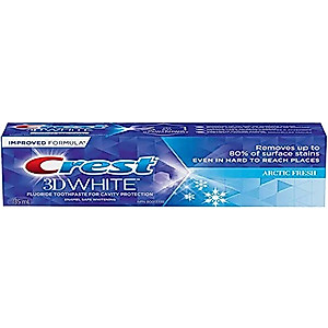 Crest 3D White Fluoride Toothpaste for Cavity Protection | Artic Fresh | 135ml (4.56Oz) (5 Pack)