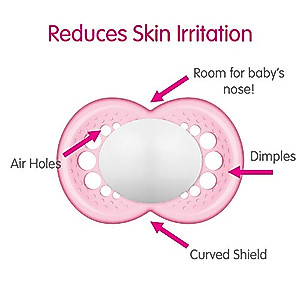 MAM Original Baby Pacifier, Nipple Shape Helps Promote Healthy Oral Development, Sterilizer Case, 2 Pack, 6-16 Months, Crystal/Girl. 6-16- (Pack of 2)