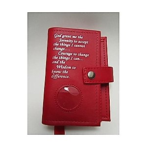 Pocket Size Double Alcoholics Anonymous AA Big Book & 12 Steps & 12 Traditions Book Cover Medallion Holder Red