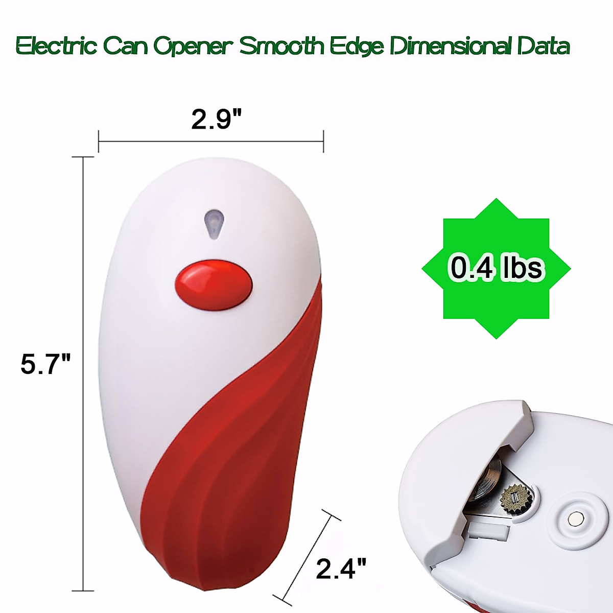 VEMJO Electric Can Opener For Kitchen One Touch Start Hands Free Automatic Can Opener Electric for Almost Cans Battery Operated Can Opener For Seniors and Arthritis Smooth Edge Food-Safe (Red), Small