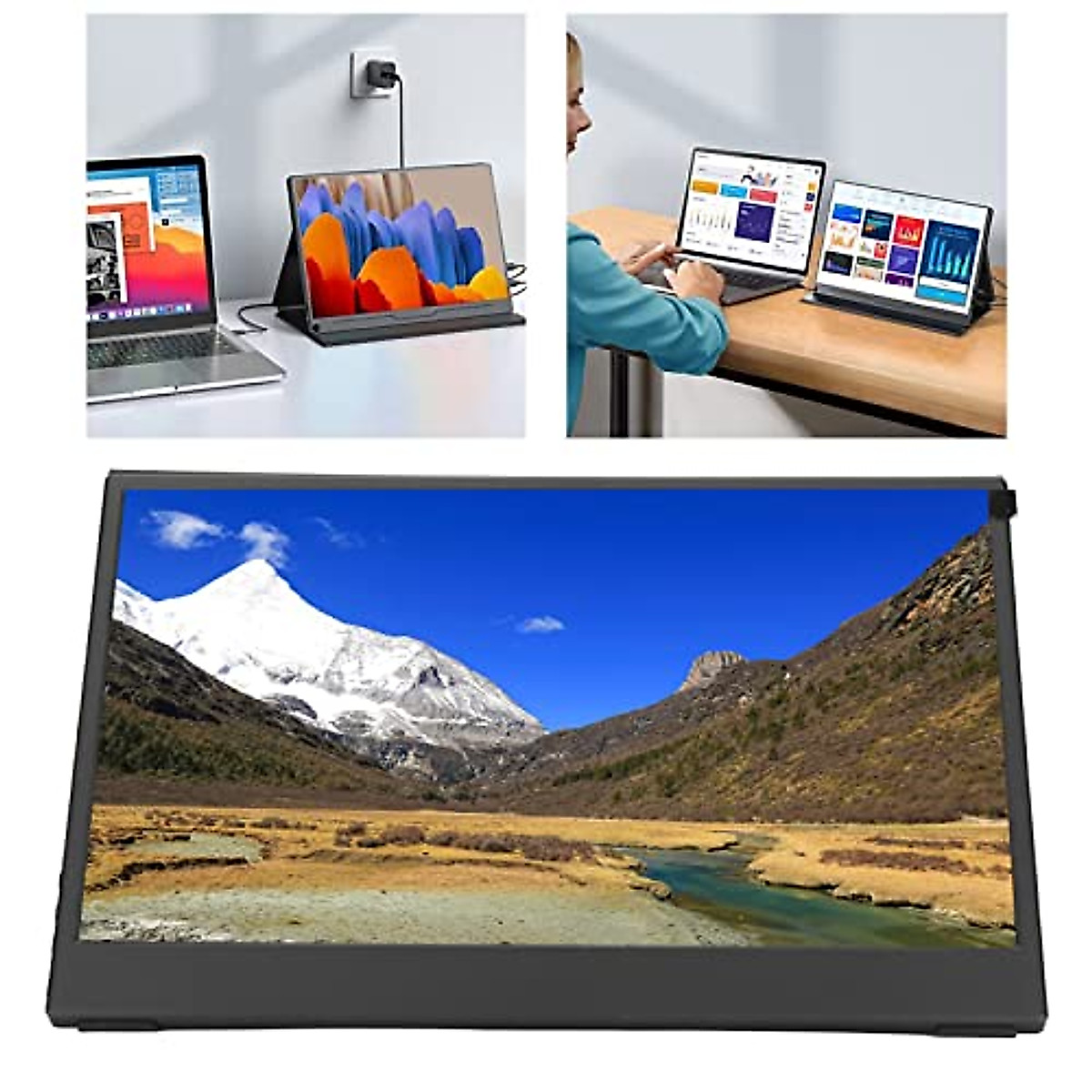 13.3 Inch Gaming Monitor, Portable Monitor Full HD 1080P Multiple Display Modes HDR Technology for Computer for Mobile Phone for Laptop 