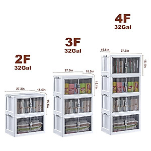 MOPUP Closet Organizers and Storage - 132 QT Stackable Storage Bins with Lids and Doors and Wheels, Dorm Room Essentials, 32 Gal Collapsible Stackable Storage Bins, Plastic