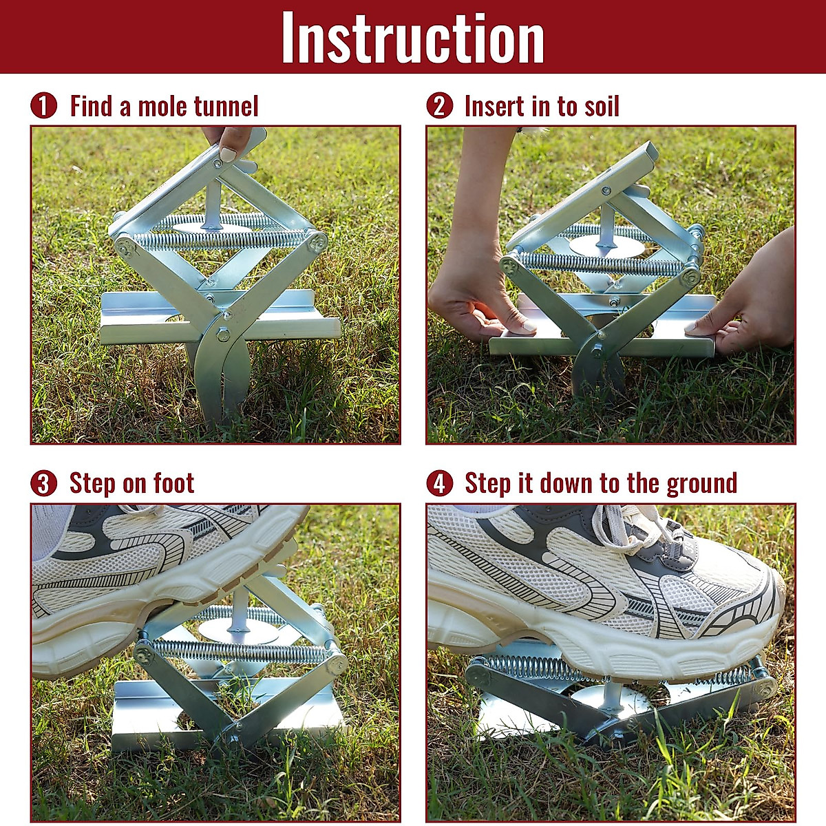 AMVOG Upgrade Mole Scissor Traps, EasySet Mole Traps That Kill, Reusable Gopher Traps for Lawns & Garden,2 Eliminator Traps