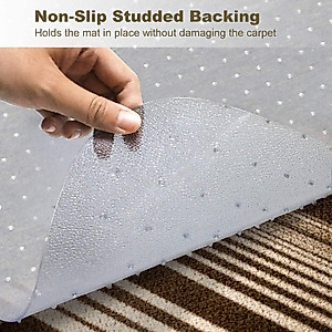 FZYUAN Office Chair Mat for Carpets, Transparent 2mm Thick and Sturdy Highly Premium Quality Floor Mats with Studs, Home Office Chair Mat for Low, Standard and Medium Pile Carpeted Floors,29.5"×47.2"