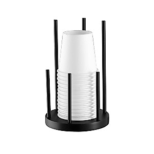 JQK Bathroom Cup Dispenser, Black Small Disposable Paper Mouthwash Cup Holders for Rinsing Cups On Bathroom Vanity Countertops, Makeup Table, Powder Room, Holds 3 oz / 5 oz, BCD100-PB