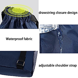 Knchy Drawstring Backpack Bag with Mesh Side Pockets, Large Capacity Sports Gym Bags Waterproof Workout Back Pack for Women Men, Light Draw String Backpacks for Cycling Football Basketball Soccer Yoga