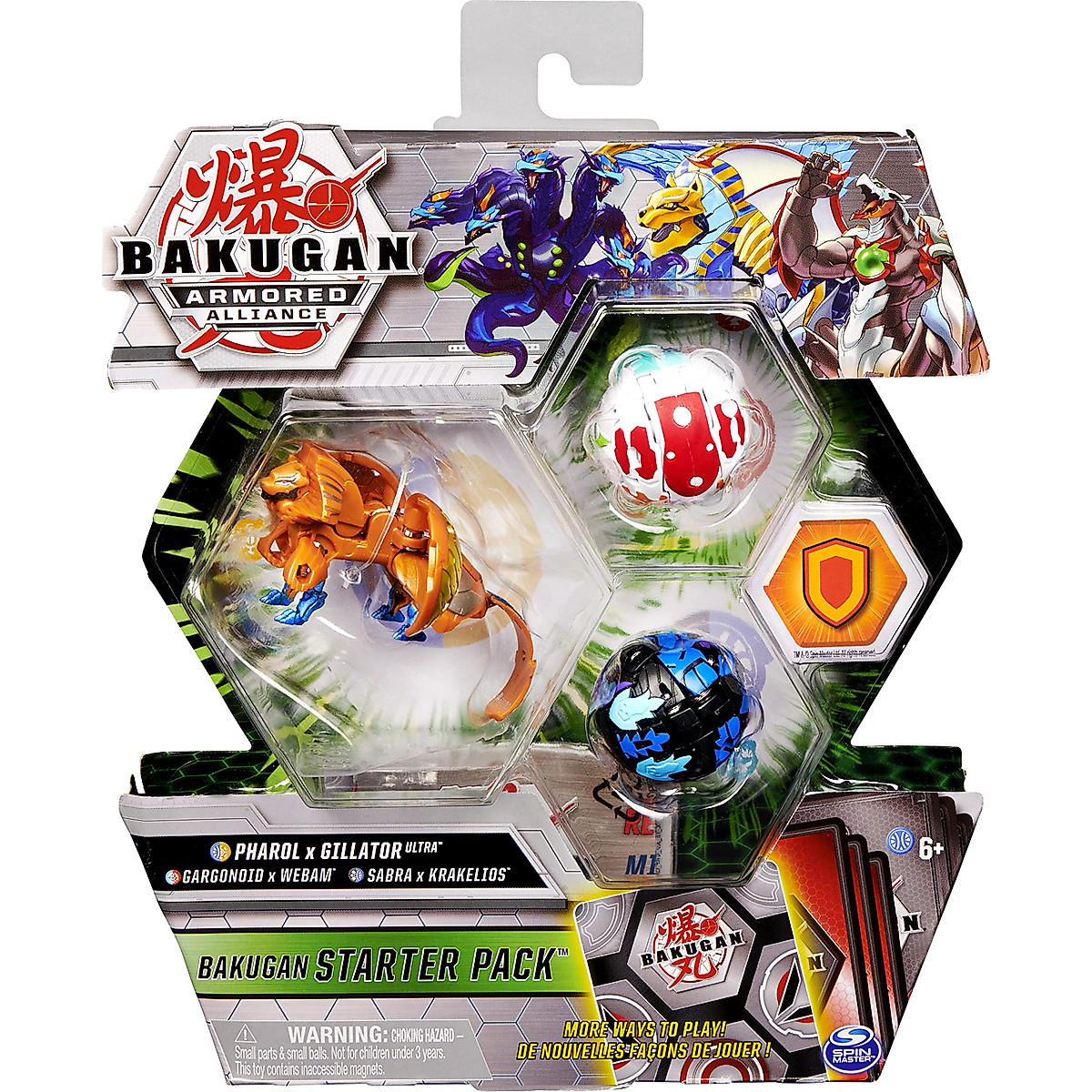 Bakugan Starter Pack 3-Pack, Fused Trox x Nobilious Ultra, Armored Alliance Collectible Action Figures