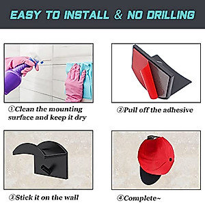 16 Pack Adhesive Hat Rack for Baseball Caps, Hat Hooks for Wall, Minimalist Hat Organizer No Drilling Hat Holder for Bedroom, Door, Office, Closet (White)