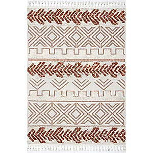 nuLOOM Zuri Shaggy Banded Tribal Area Rug, 5' 3" x 7' 3", Rust