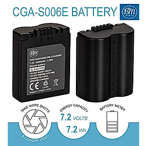 BM Premium Pack of 2 CGA-S006 Batteries and Battery Charger for Panasonic Lumix DMC-FZ7, DMC-FZ8, DMC-FZ18, DMC-FZ28, DMC-FZ30, DMC-FZ35, DMC-FZ38, DMC-FZ50 Digital Camera