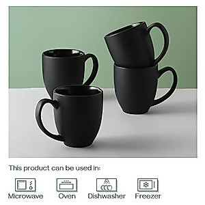 DOWAN Coffee Mug Set, 16 OZ Coffee Mug Set of 4, Coffee Mugs with Large Handles for Men, Women, Easy to Clean & Hold, for Morning Coffee, Birthday, Party, Matte Black